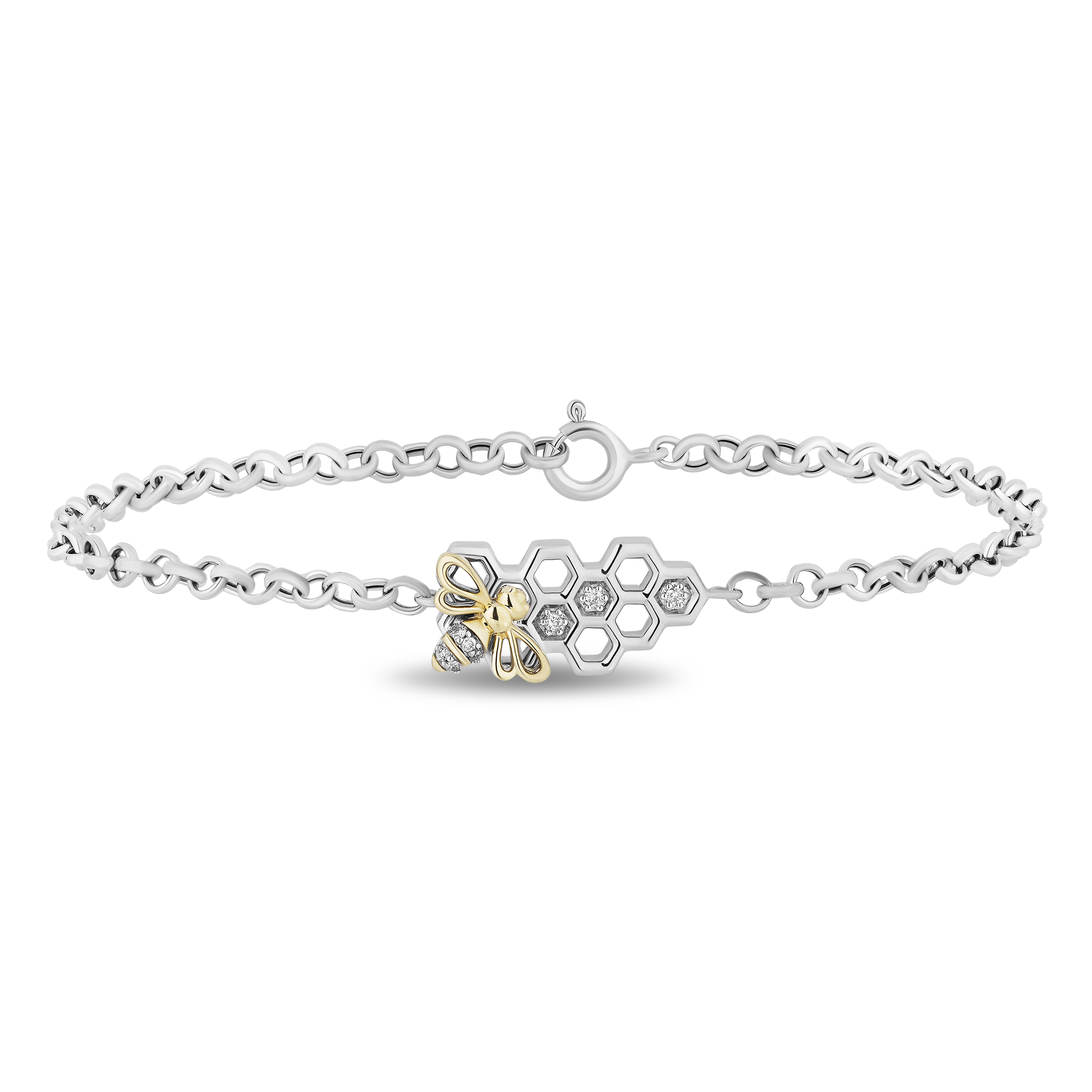 Hallmark Fine Jewelry Honeybee Bracelet in Sterling Silver and 14K Yel